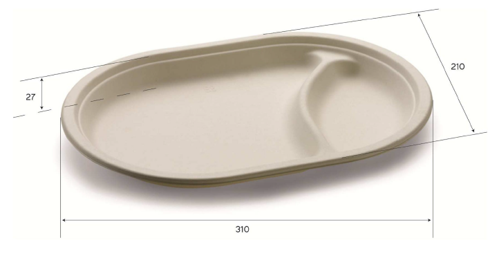 PIATTO OVALE POLPA 2 DIVISORI 31X21CM - Packaging-bio